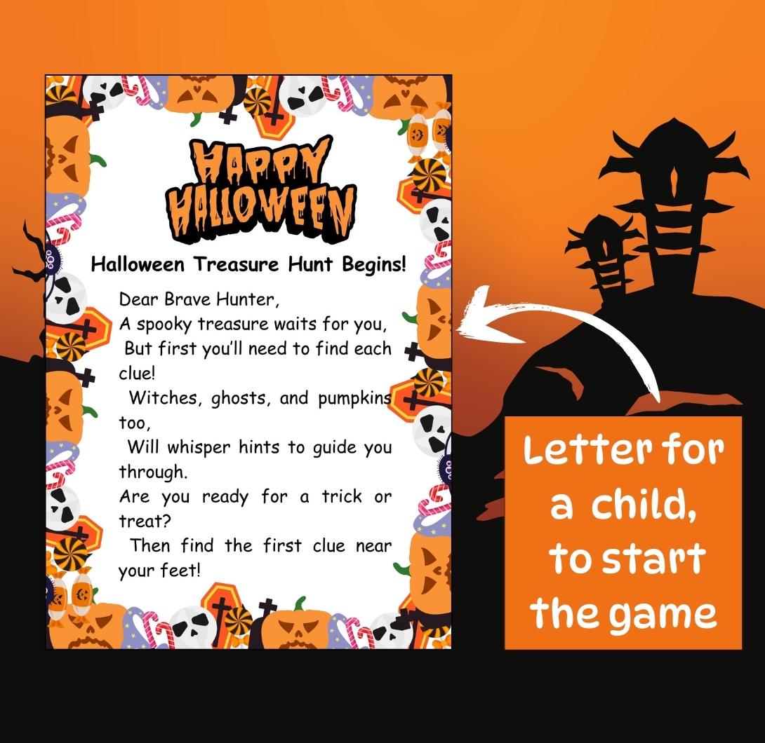 Halloween Outdoor Treasure Hunt: 30 Spooky Clues for Kids (PDF & JPG ...