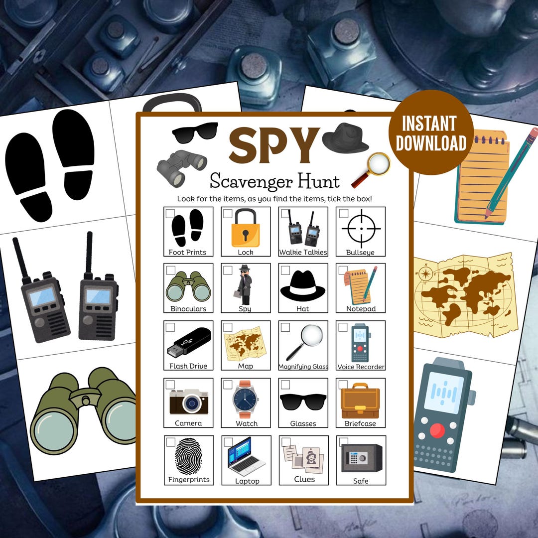 Spy Scavenger Hunt: Secret Agent Birthday Party Game (PDF & JPG ...