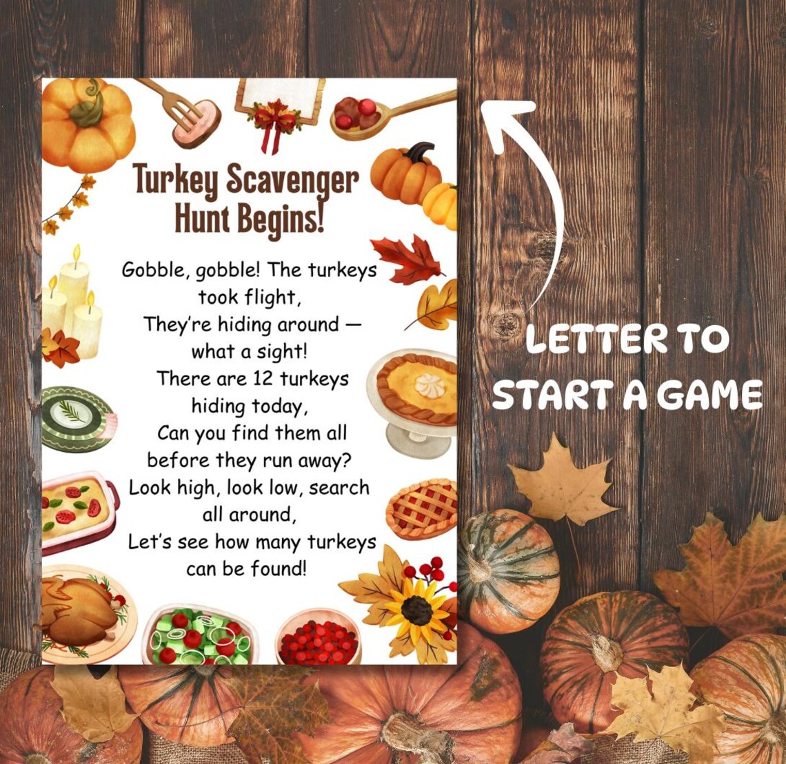 Thanksgiving Turkey Scavenger Hunt: Kids Printable Game (PDF) - Etsy