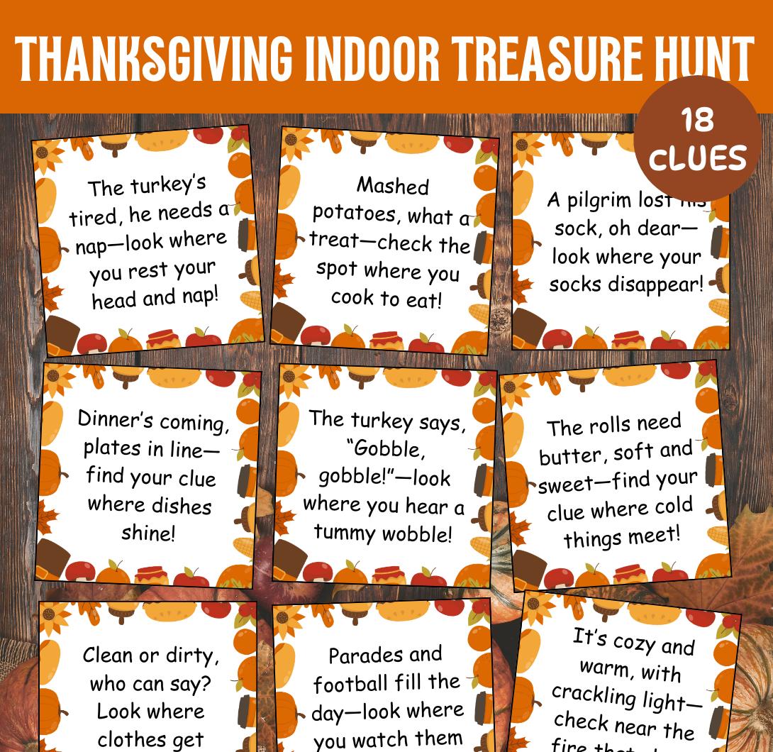 Thanksgiving Turkey Treasure Hunt: Rhyming Clues, Family Game ...