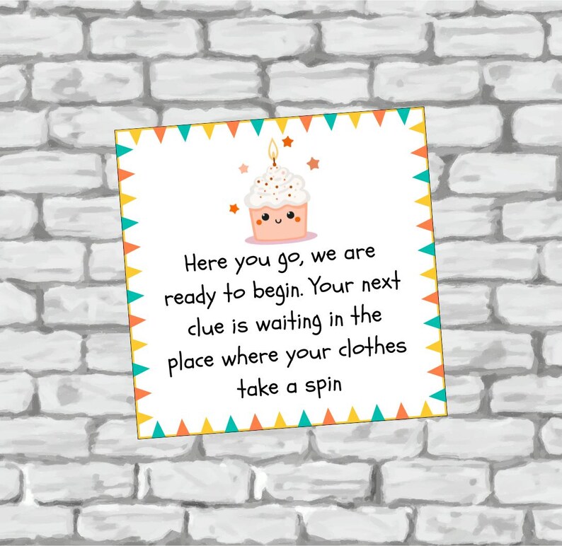 Birthday Treasure Hunt: 26 Printable Clues, Kids Indoor Party Game (PDF ...