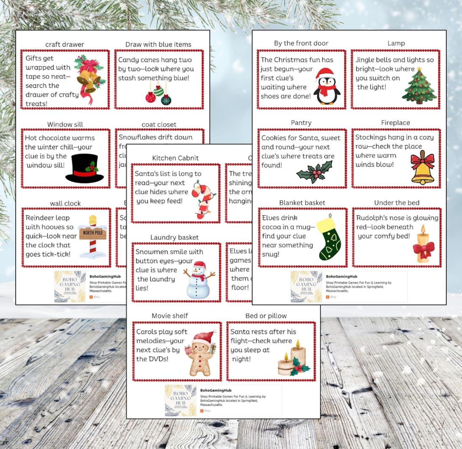 Christmas Treasure Hunt, 20 Rhyming Clues, Holiday Family Game (A4 PDF ...