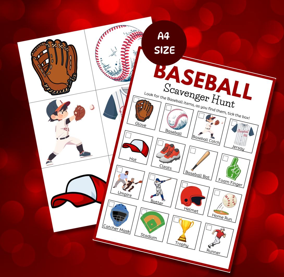 Baseball Scavenger Hunt: Printable Treasure Hunt, Kids Party Game (PDF ...