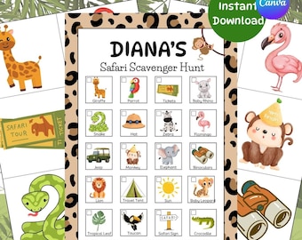 Jungle Scavenger Hunt for Kids, Tropical Safari Animal Treasure Hunt ...