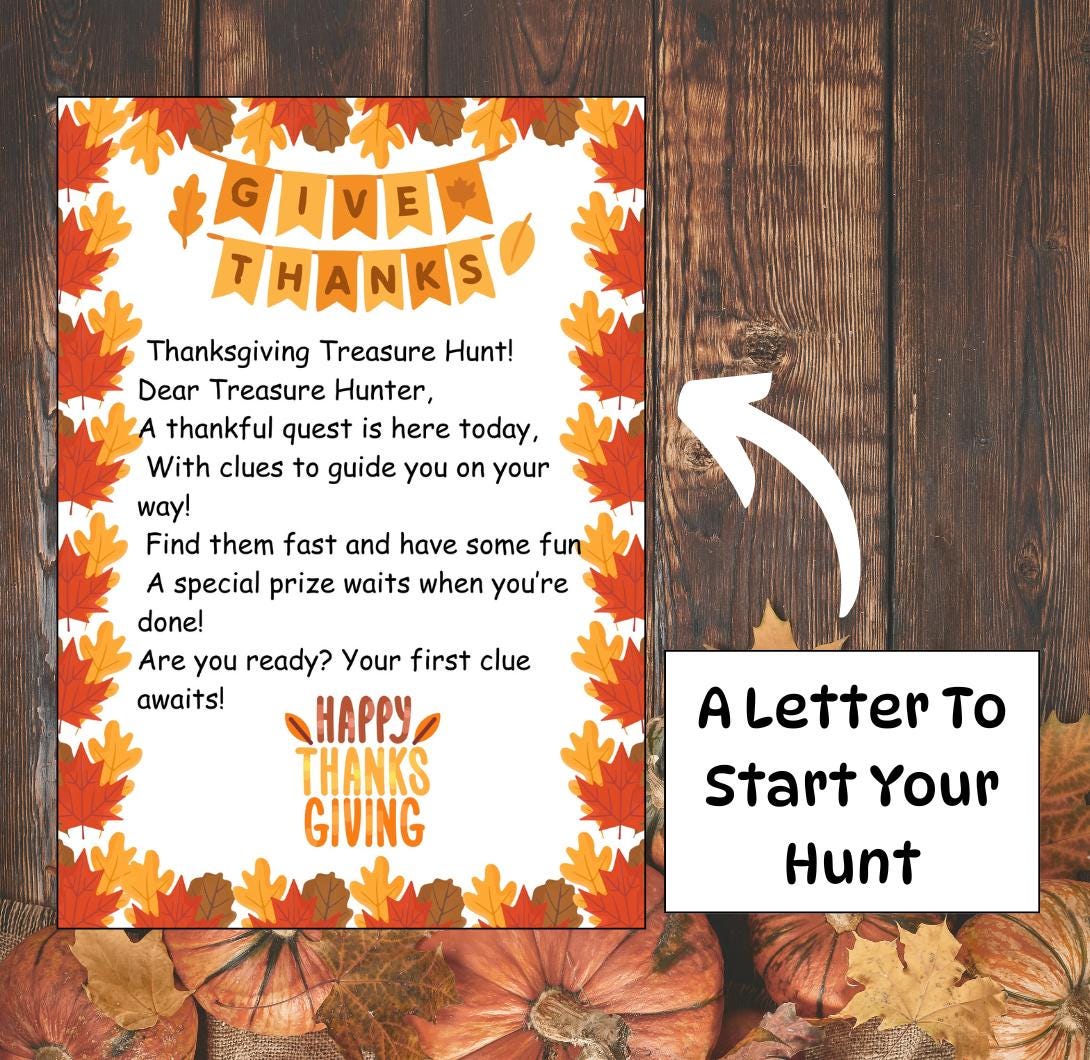 Thanksgiving Turkey Treasure Hunt: Rhyming Clues, Family Game ...