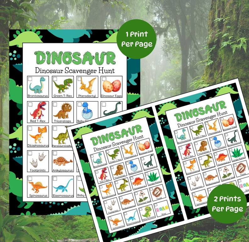 Dinosaur Scavenger Hunt: Printable Dino Birthday Party Game (PDF & JPG ...