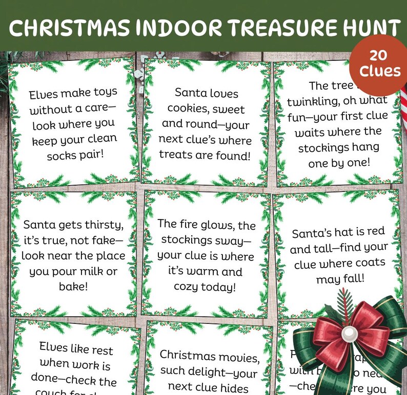 Christmas Rhyming Clue Treasure Hunt, Family Festive Game (PDF) - Etsy