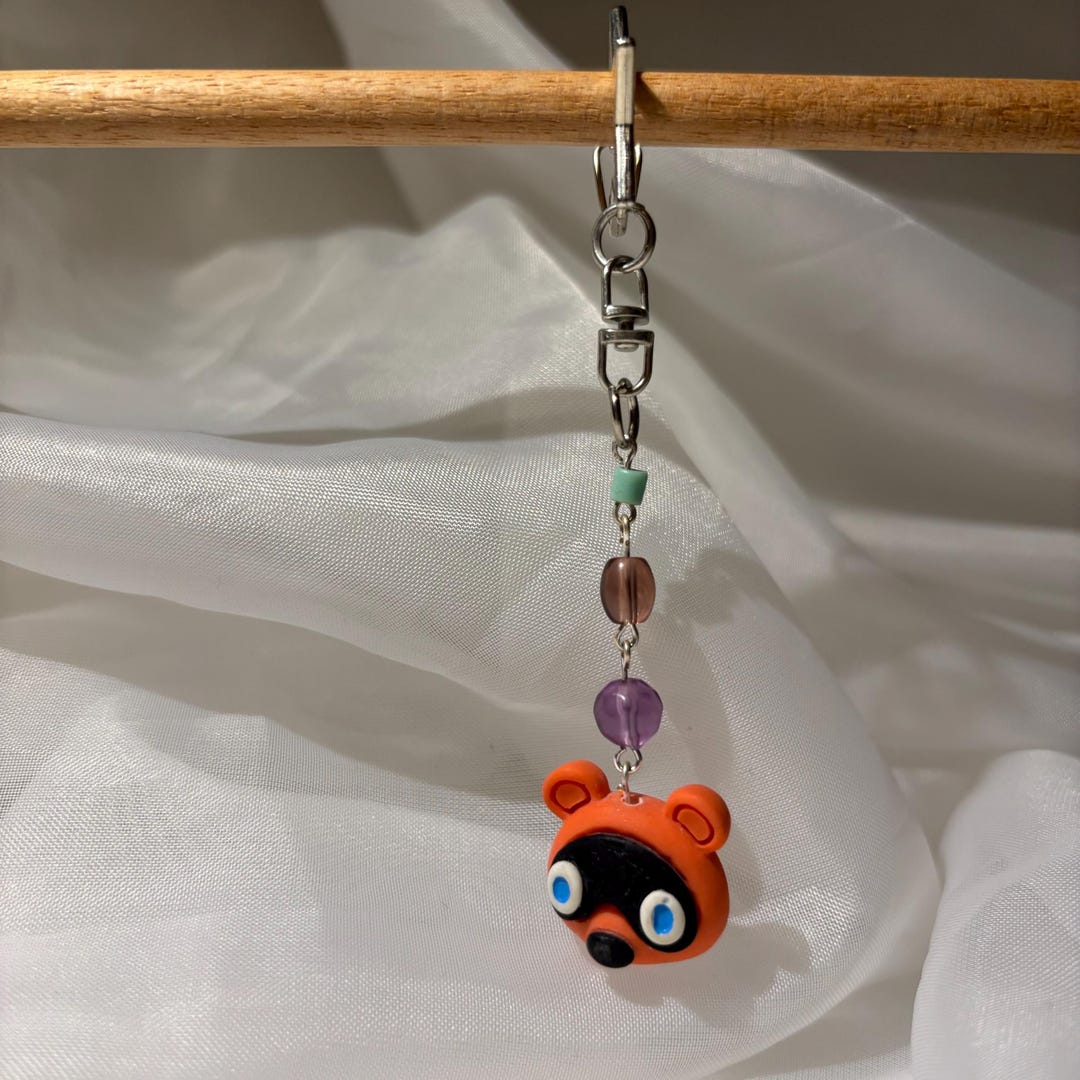Tom Nook Animal Crossing Purple Green Bead Keychain Silver - Etsy