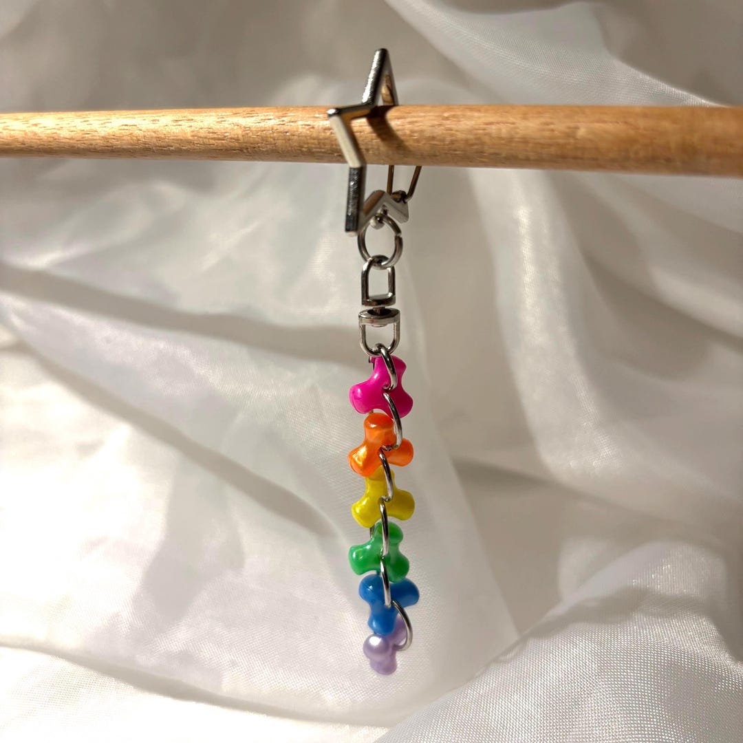 Rainbow Tri Bead Star Bead Keychain Silver Pride Lgbtq Lgbt - Etsy