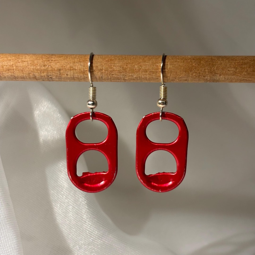 Red Soda Tab Pop Tabs Ring Pull Silver Aluminum Earrings Goth ...