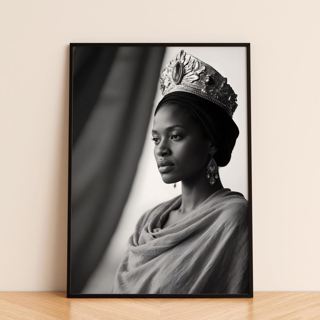 Nubian Queen, Printable Black & White Photography, Regal African Woman ...