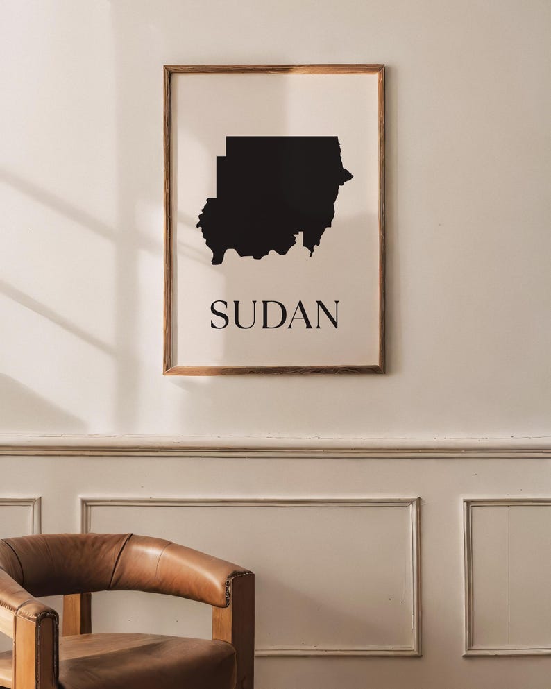 Sudan Map Print: Black Silhouette, African Home Decor (instant Download ...