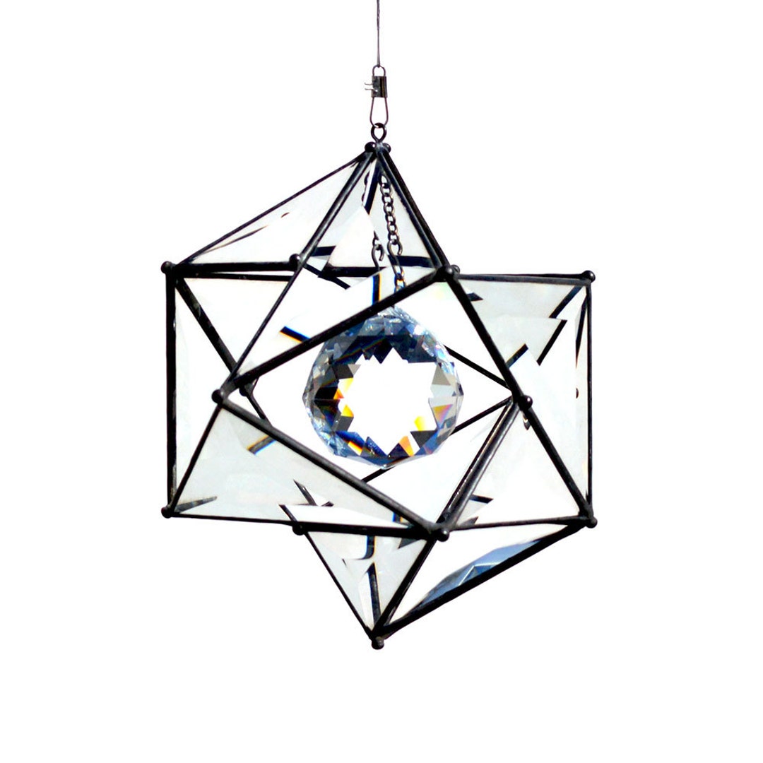 Large Complex Beveled Glass Orb With 50mm Crystal Ball - Etsy