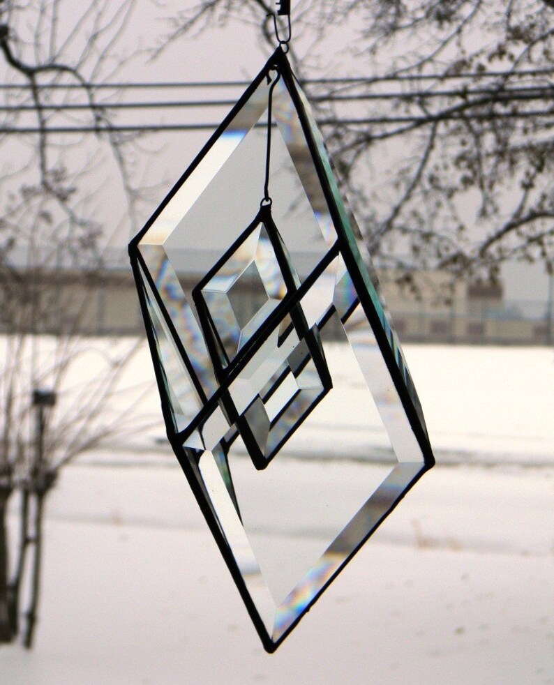 9" Diamond Shaker Beveled Glass Orb - Etsy
