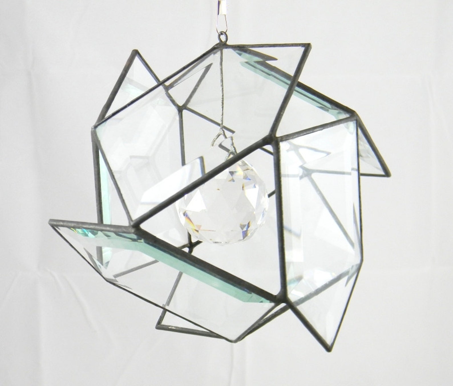 Large House Orb With Beveled Glass and Crystal Ball Accent - Etsy
