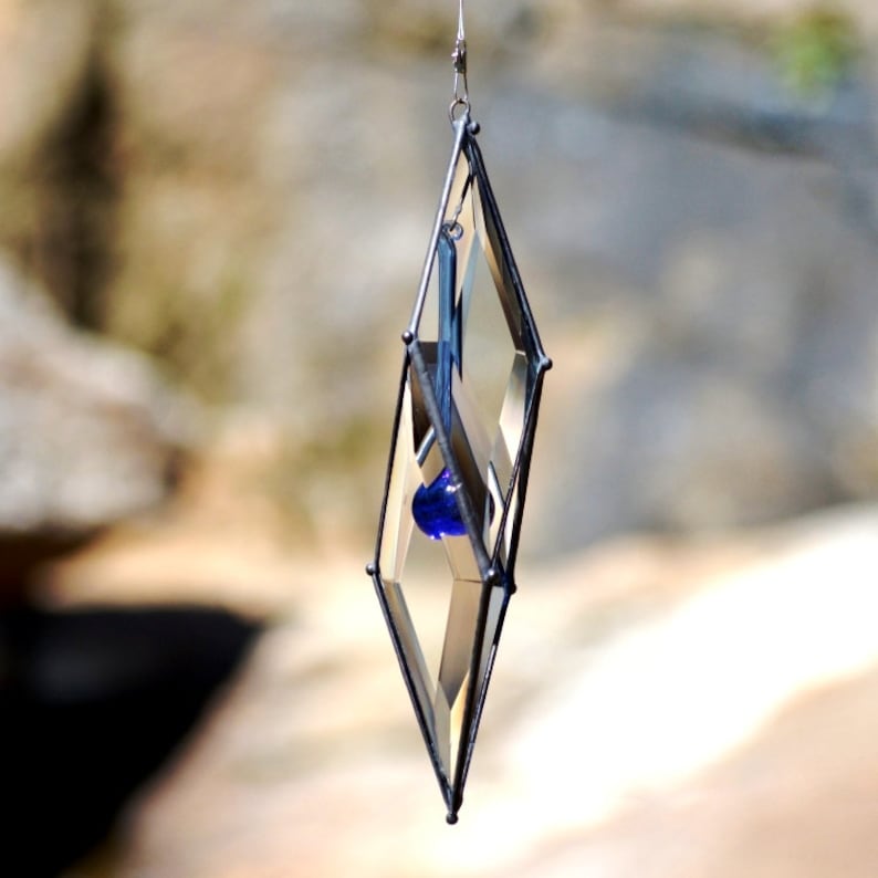 Slender Beveled Glass Diamond Orb in Assorted Colors - Etsy