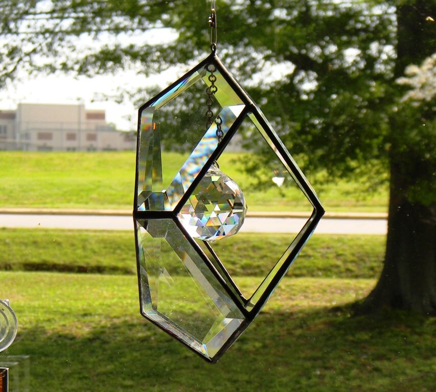 Beveled Glass Pentagon Orb With 40mm Crystal Accent - Etsy