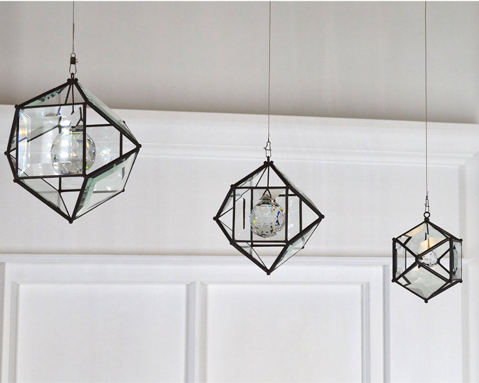 4 Inch Beveled Glass Orb With Crystal Ball Accent - Etsy