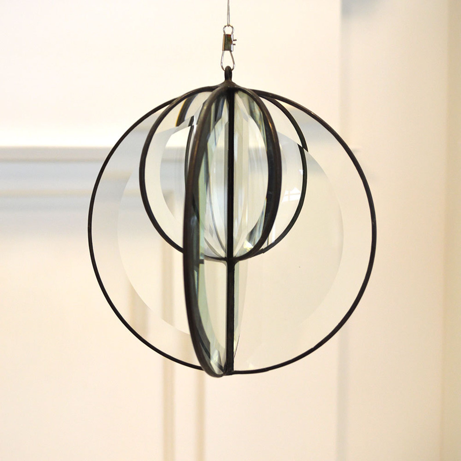 5 Inch Beveled Glass Round Orb With 3 Inch Inner Orb | Etsy