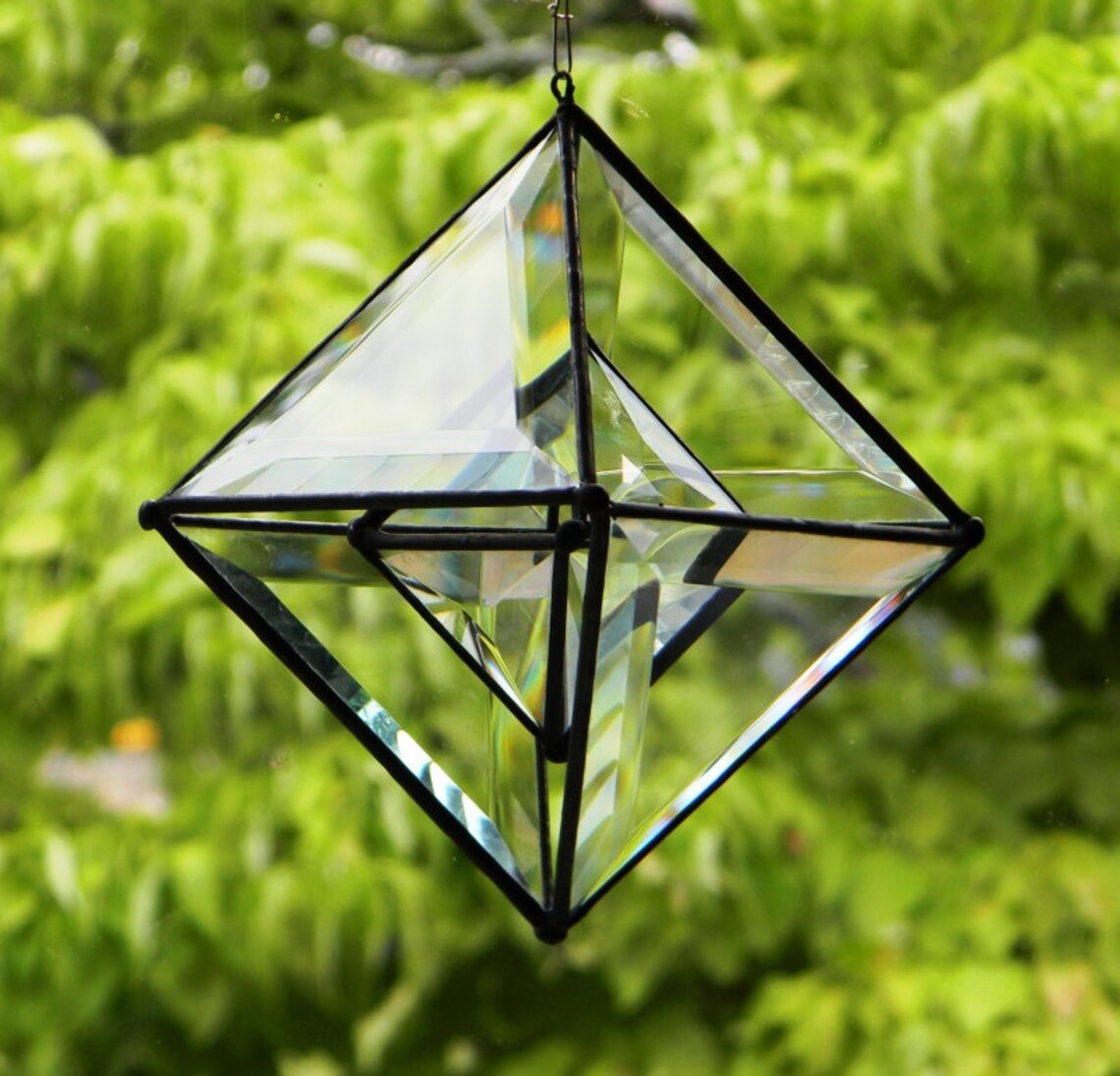 5.5 Pyramid Shaker Beveled Glass Orb With Small Orb - Etsy