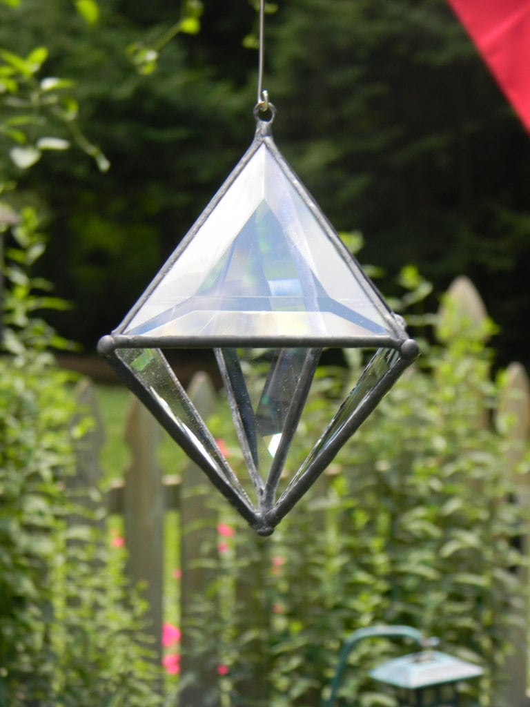 Pyramid Beveled Glass Orb With Diamond Bevel Center Accent - Etsy