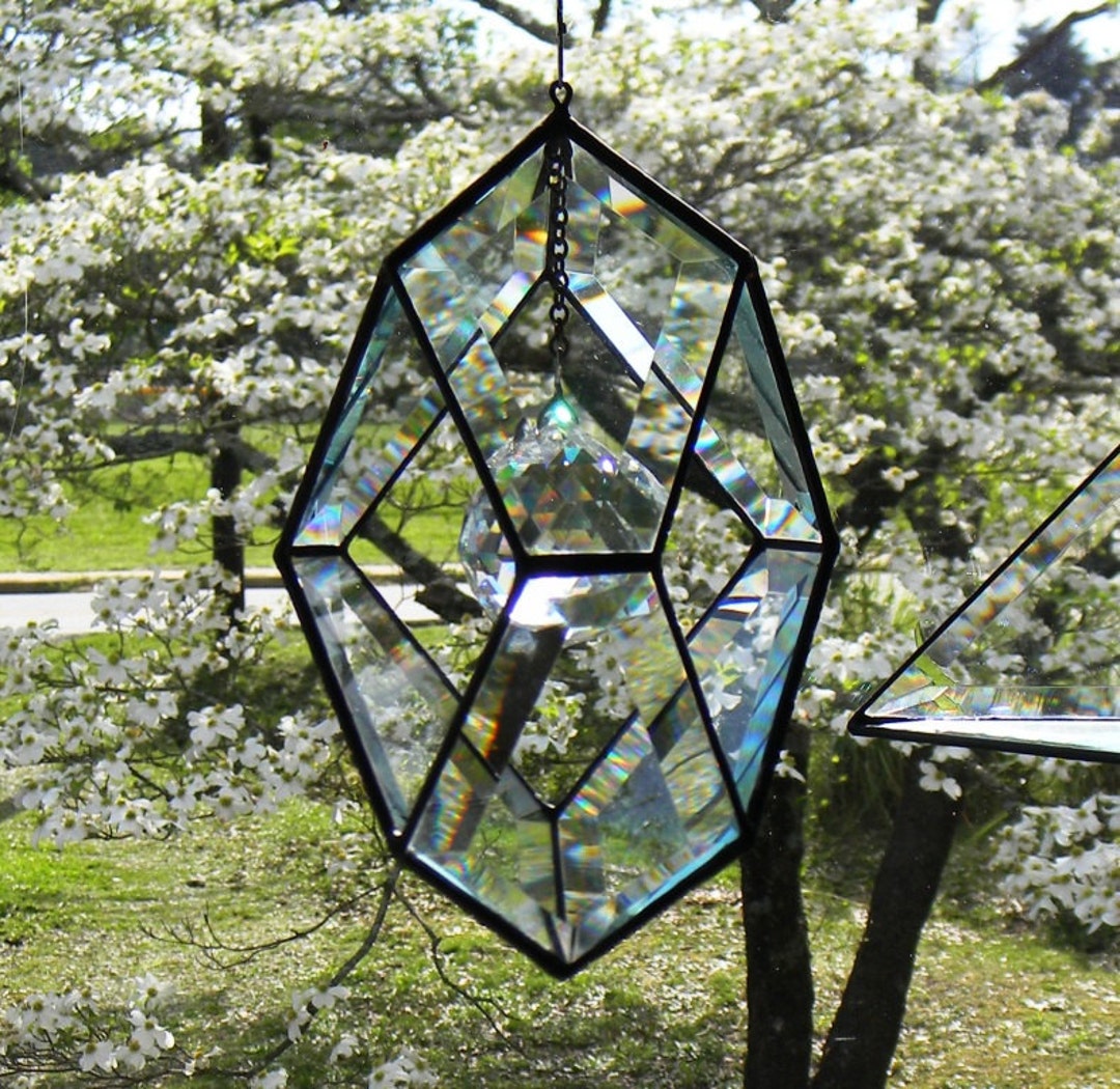 Beveled Glass Pentagon Orb With 40mm Crystal Accent - Etsy