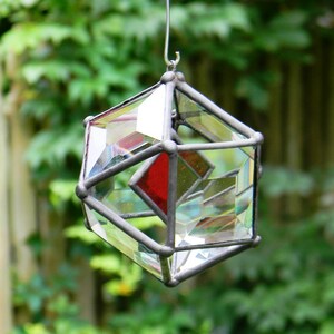 3" Mini Beveled Glass Orb With Red Accent - Etsy