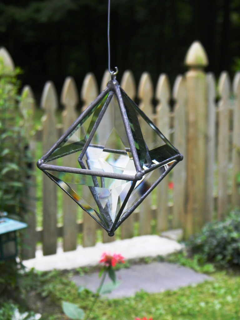 Pyramid Beveled Glass Orb With Diamond Bevel Center Accent - Etsy