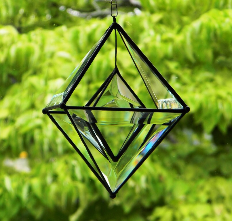 5.5 Pyramid Shaker Beveled Glass Orb With Small Orb - Etsy