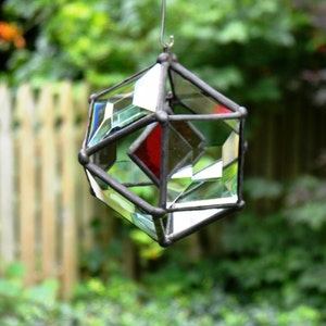 3" Mini Beveled Glass Orb With Red Accent - Etsy