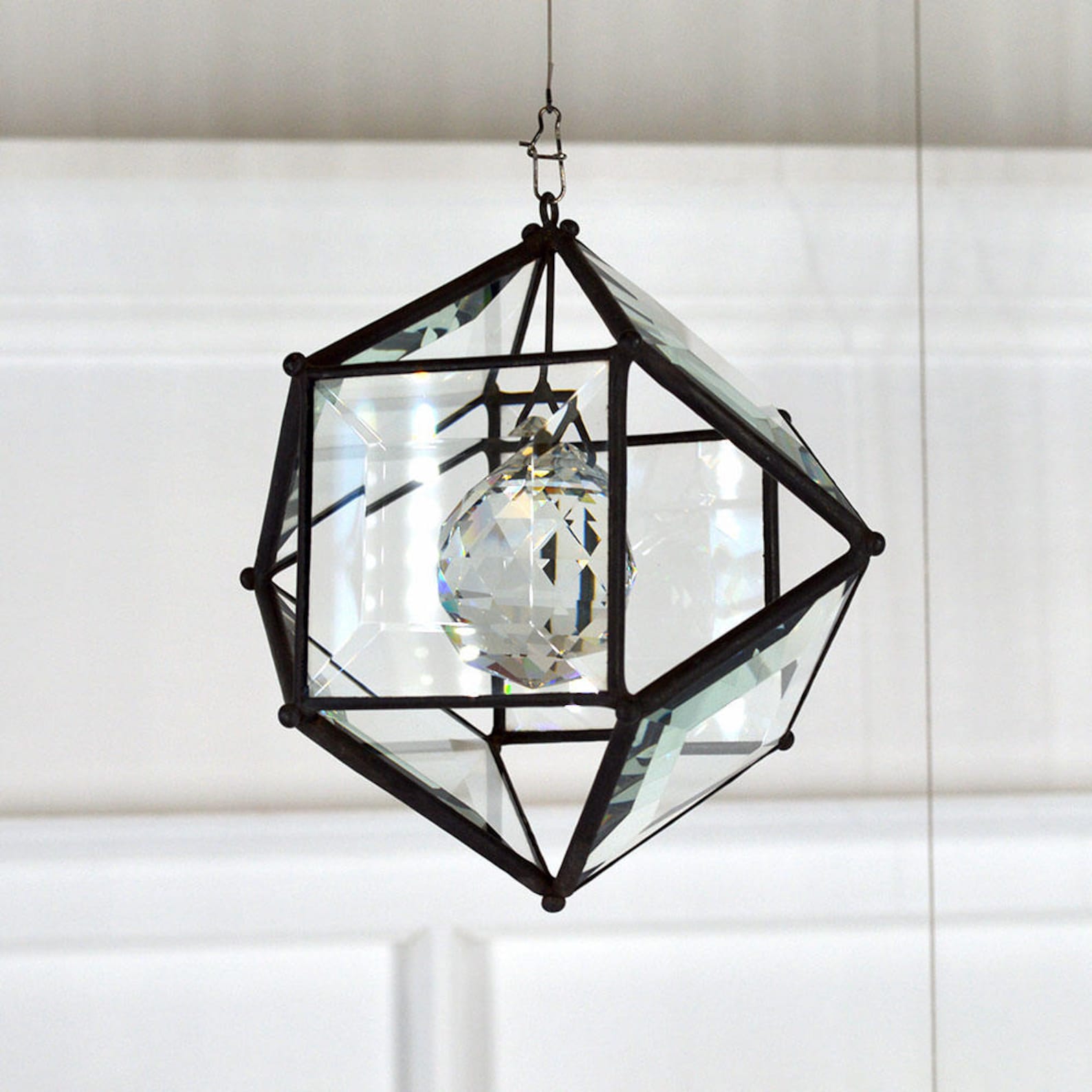 4 Inch Beveled Glass Orb With Crystal Ball Accent - Etsy