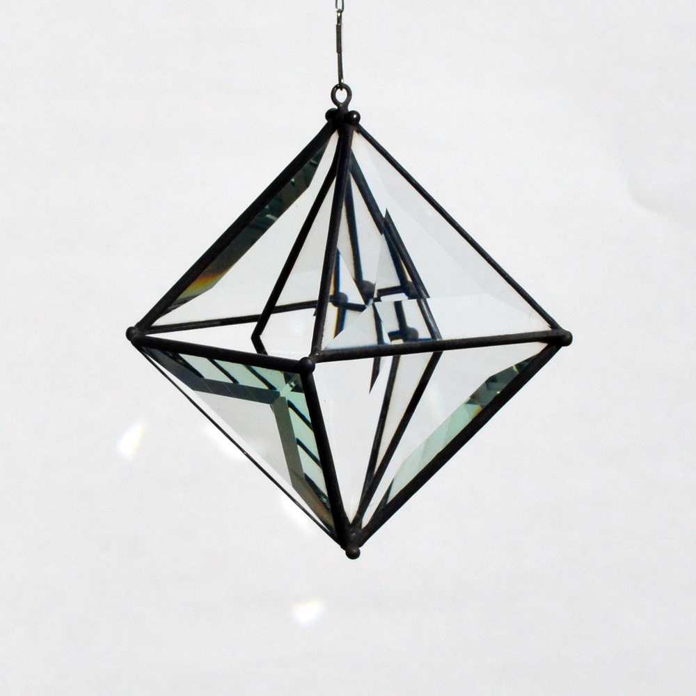 Pyramid Beveled Glass Orb With Diamond Bevel Center Accent - Etsy