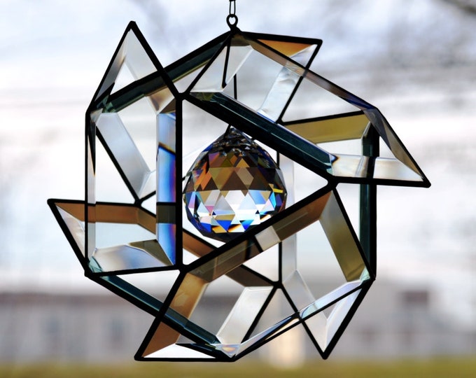 Large House Orb With Beveled Glass and Crystal Ball Accent - Etsy