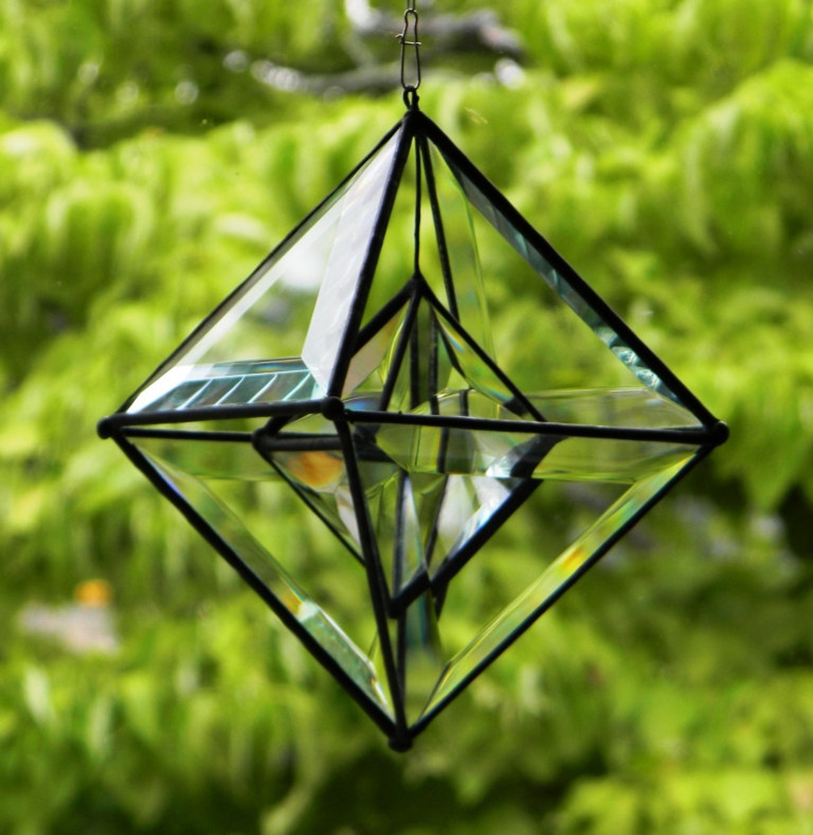5.5 Pyramid Shaker Beveled Glass Orb With Small Orb - Etsy