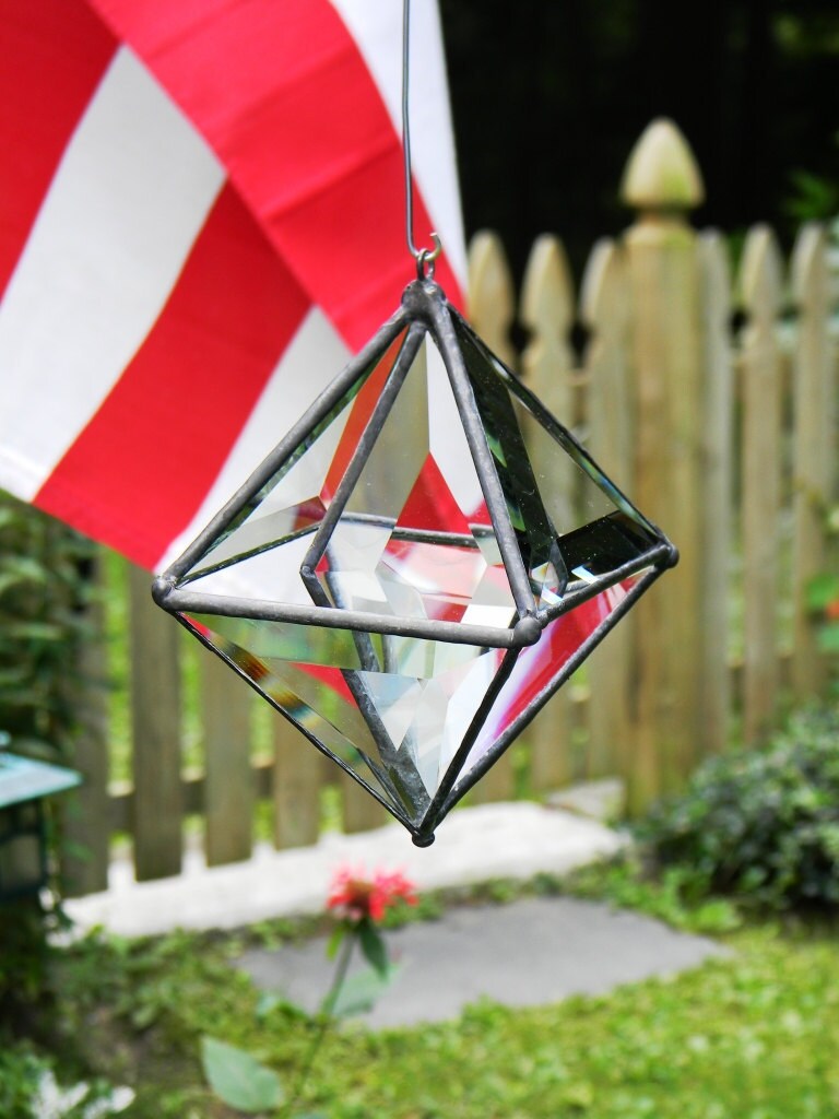 Pyramid Beveled Glass Orb With Diamond Bevel Center Accent - Etsy