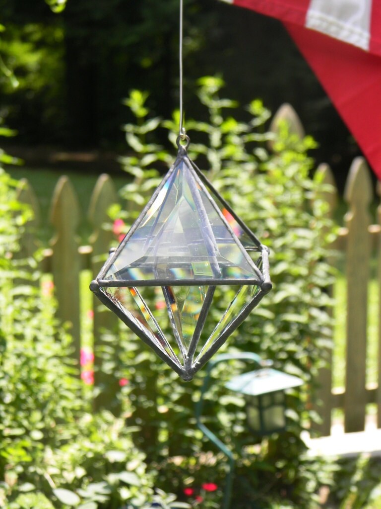 Pyramid Beveled Glass Orb With Diamond Bevel Center Accent - Etsy