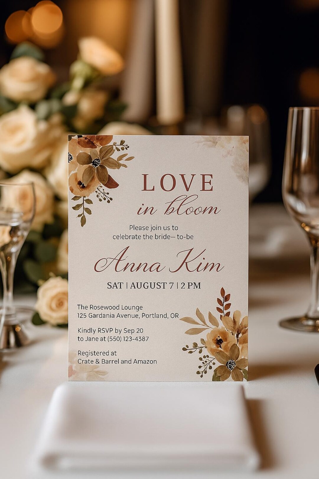 Editable Bridal Shower Invitation – Boho Floral Love in Bloom Canva ...