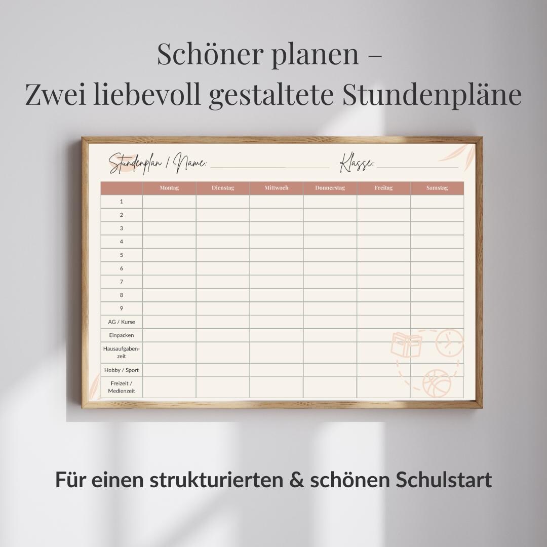 Printable Timetable • 2 Boho-style Designs to Print • A4 PDF School ...