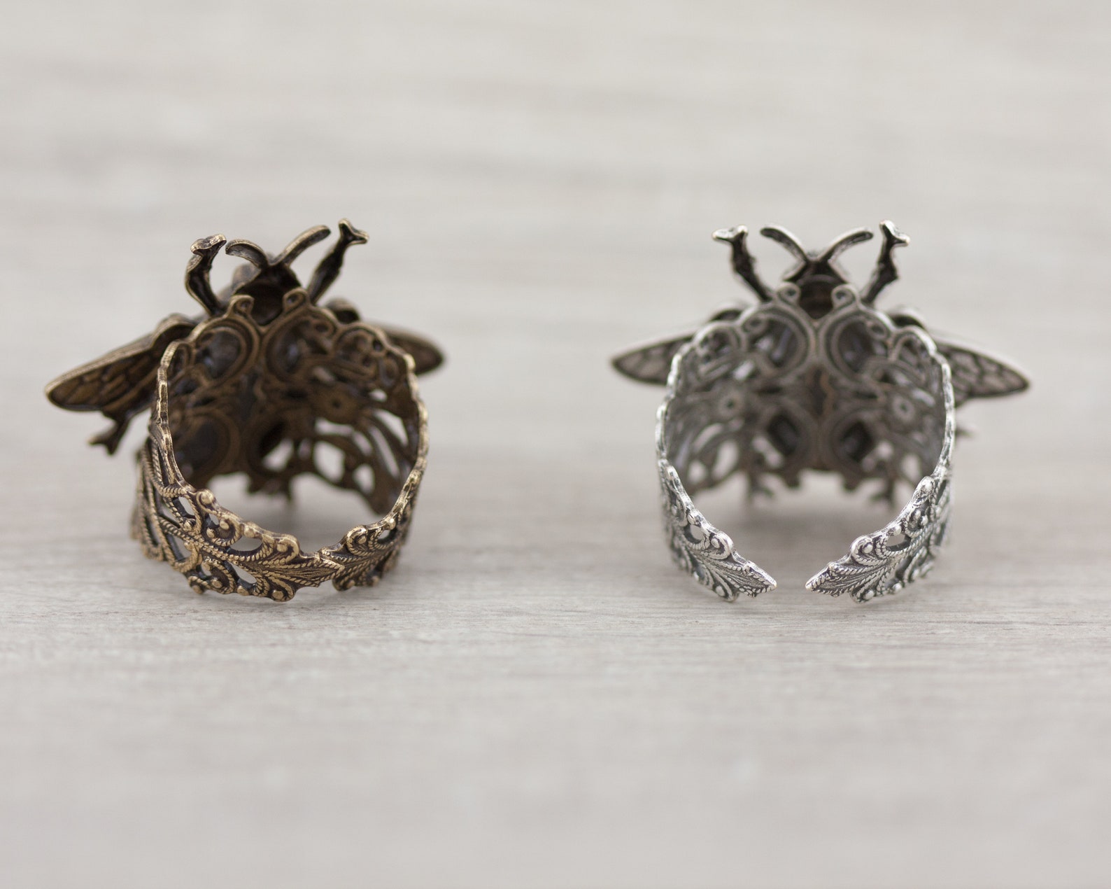 Queen BEE Ring, Silver or Bronze. Adjustable Size 4 4.5 5 5.5 6 6.5 7 7 ...