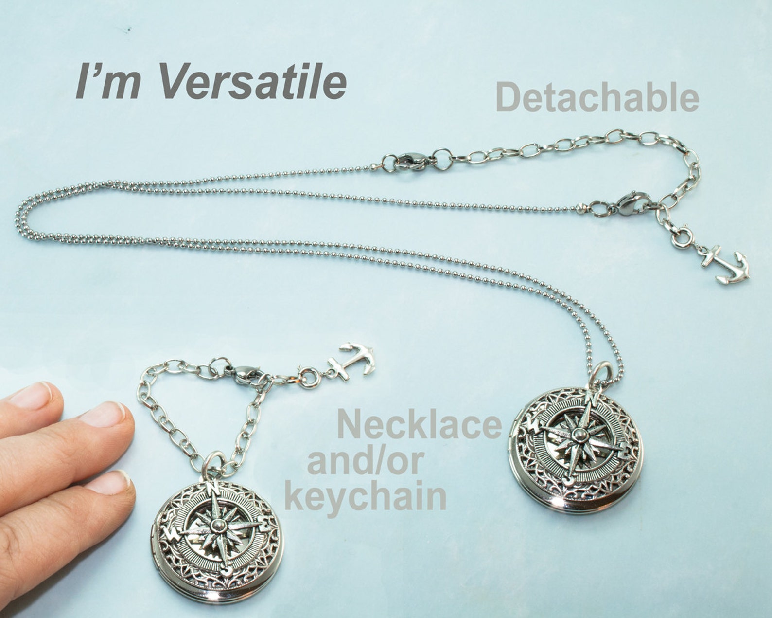 Mens Silver LOCKET Compass Necklace. Graduation. Military - Etsy