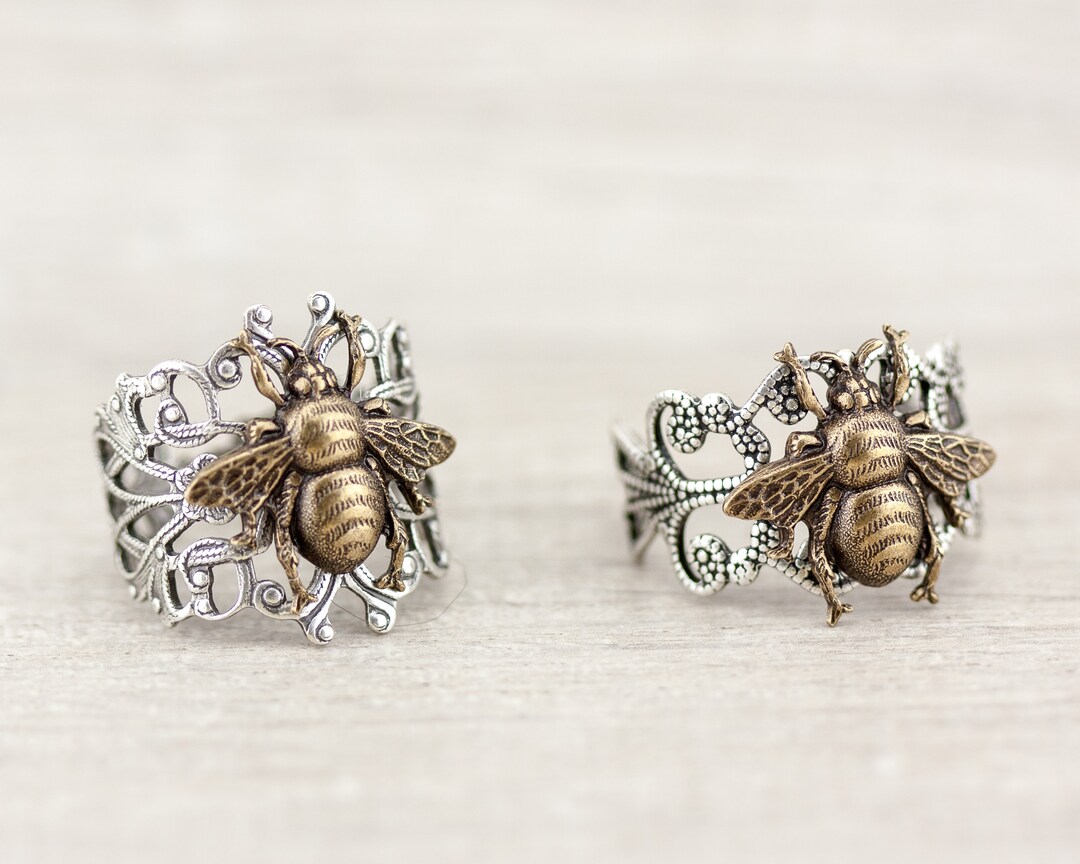Mixed Metal Honey Bee Ring. Mens or Womens Size 4 4.5 5 5.5 6 6.5 7 7.5 ...