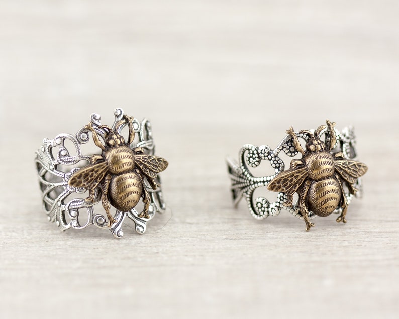 Mixed Metal Honey Bee Ring. Mens or Womens Size 4 4.5 5 5.5 6 6.5 7 7.5 ...