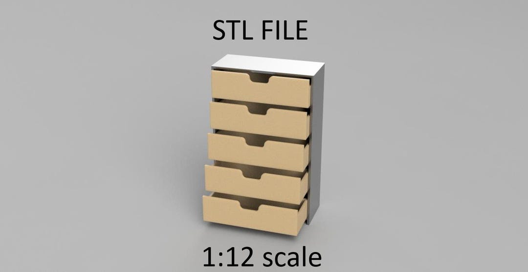 Miniature Chest of Drawers. STL/STEP File for 3D Printing, 1:12 Scale ...