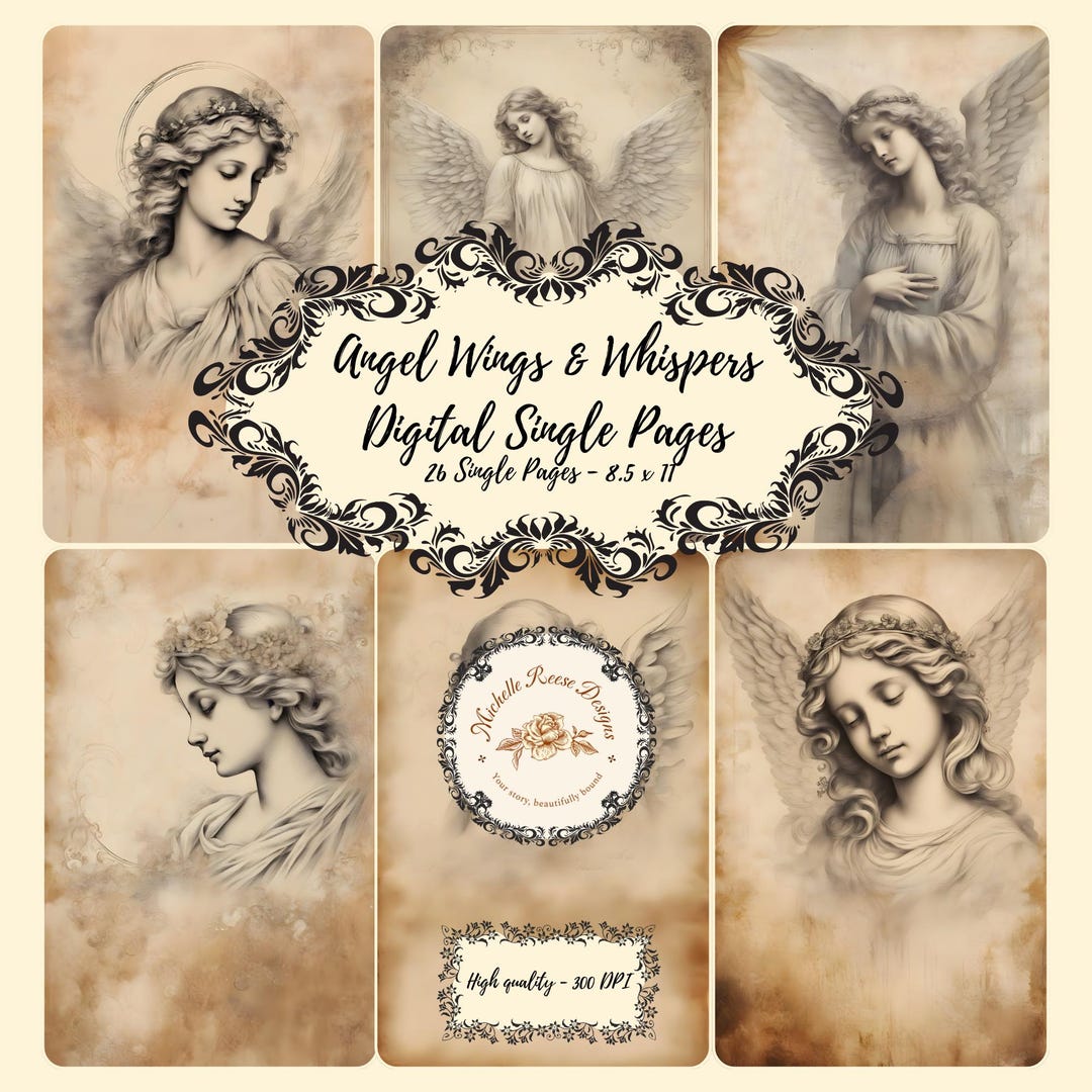 Angel Wings & Whispers Digital Junk Journal Single Pages. - Etsy