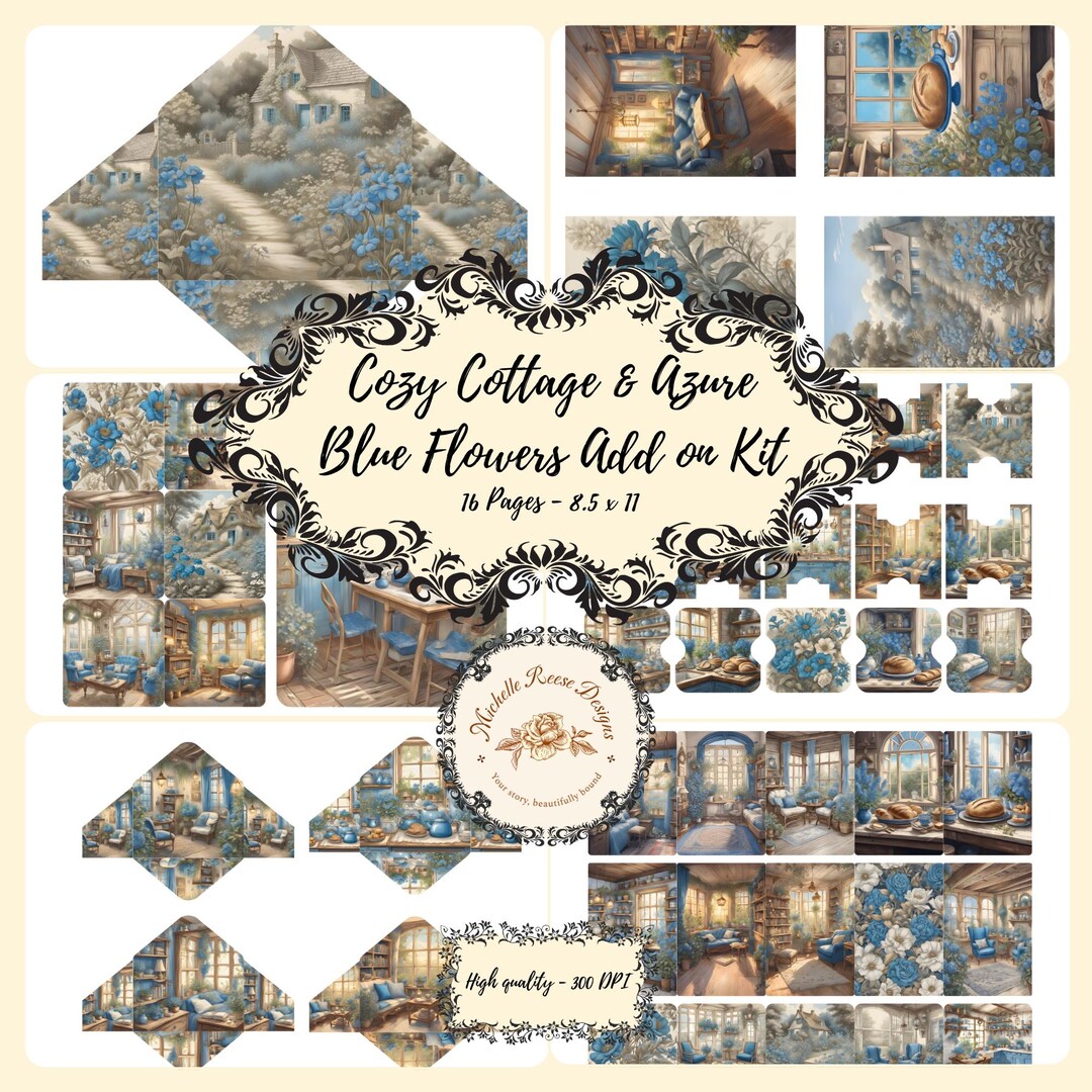 Cozy Cottage & Azure Blue Flowers Add on Kit. - Etsy