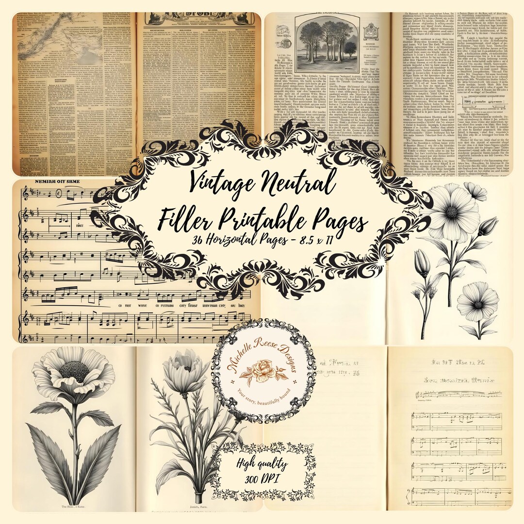 Vintage Neutral Filler Digital Junk Journal Pages. - Etsy