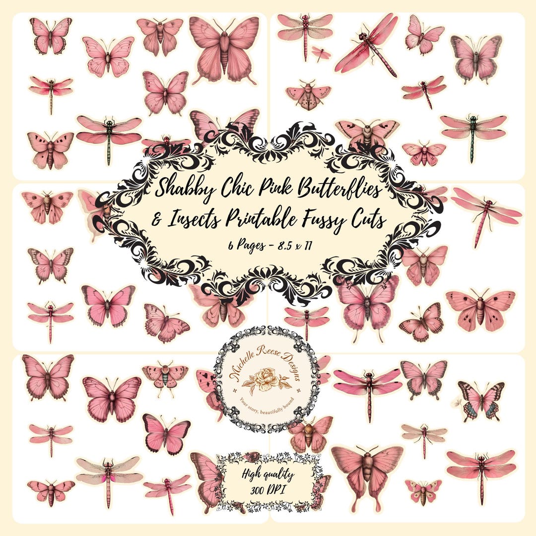 Shabby Chic Pink Butterflies and Insects Fussy Cuts. - Etsy