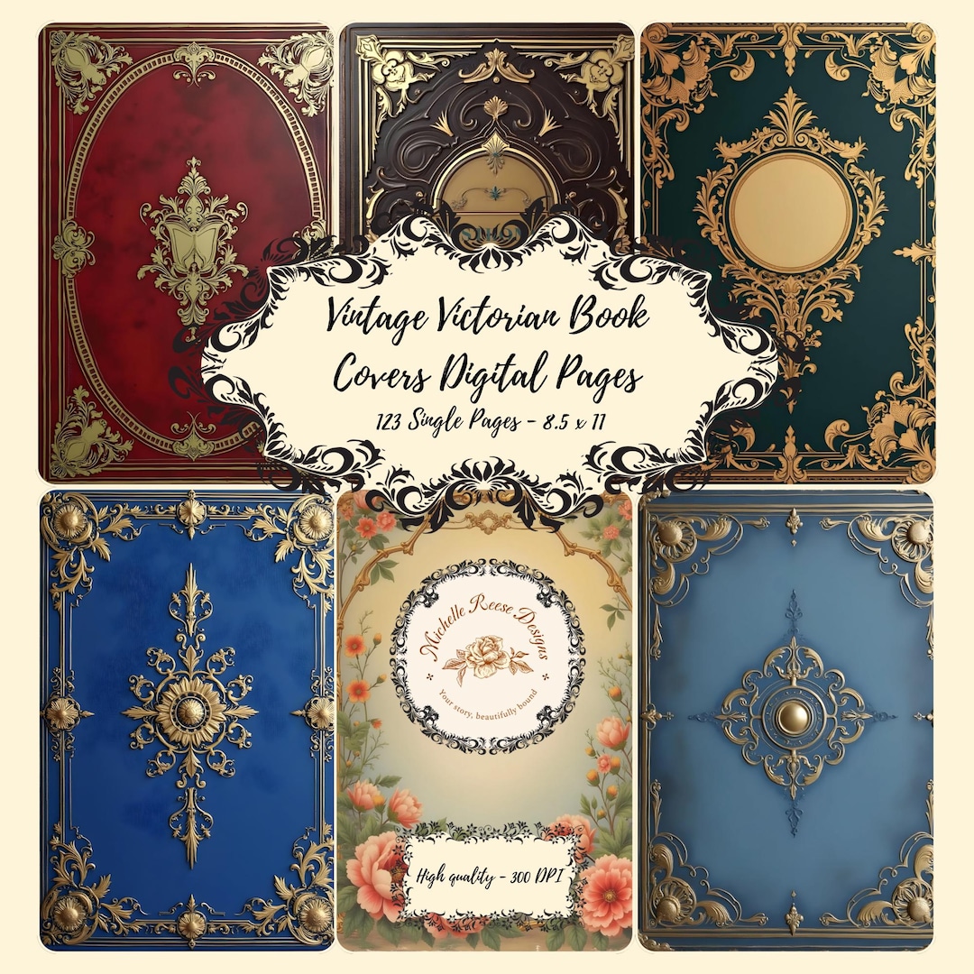 Vintage Victorian Book Covers Digital Junk Journal Single Pages. - Etsy