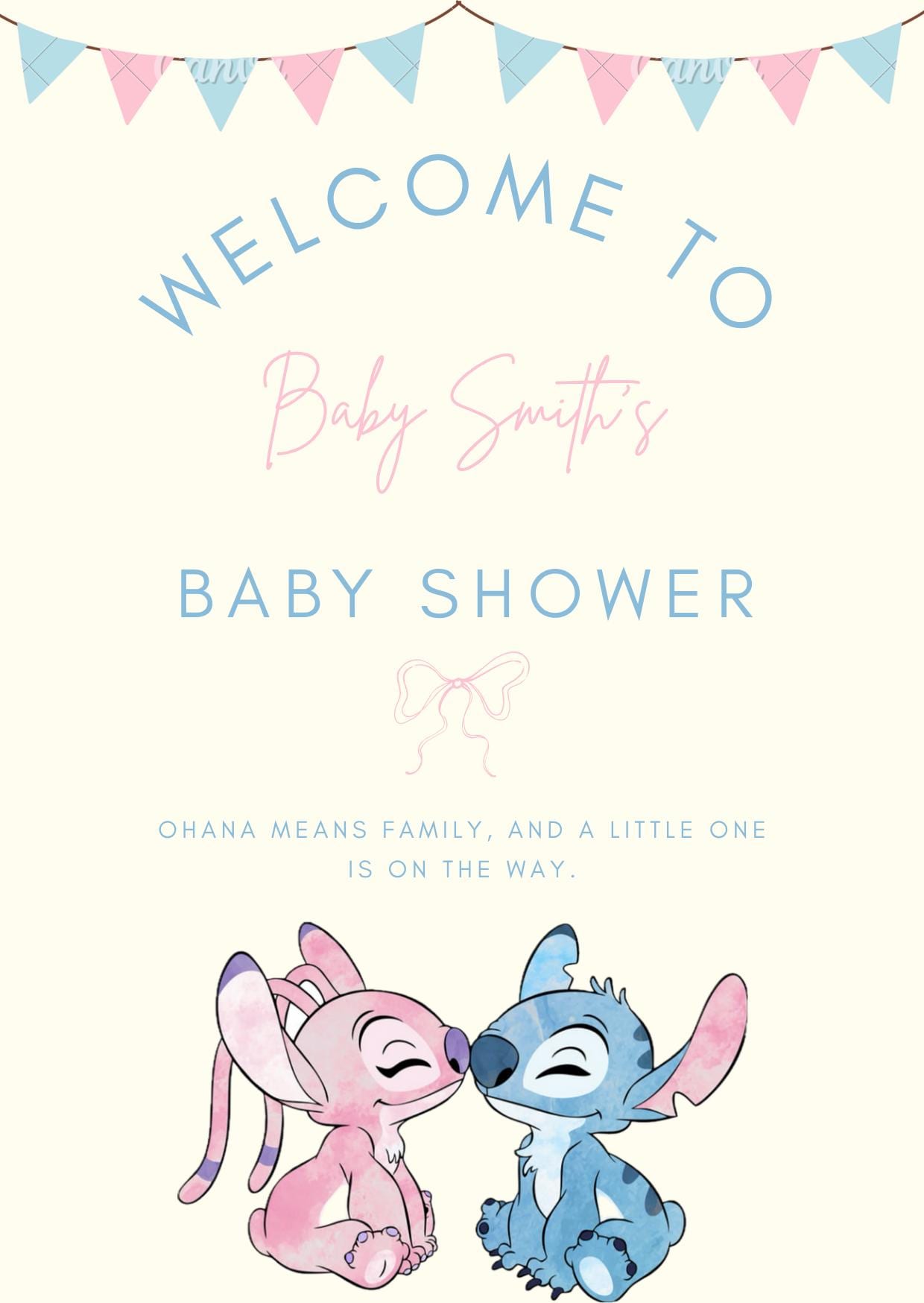 Stitch & Angel Baby Shower Welcome Sign - Etsy