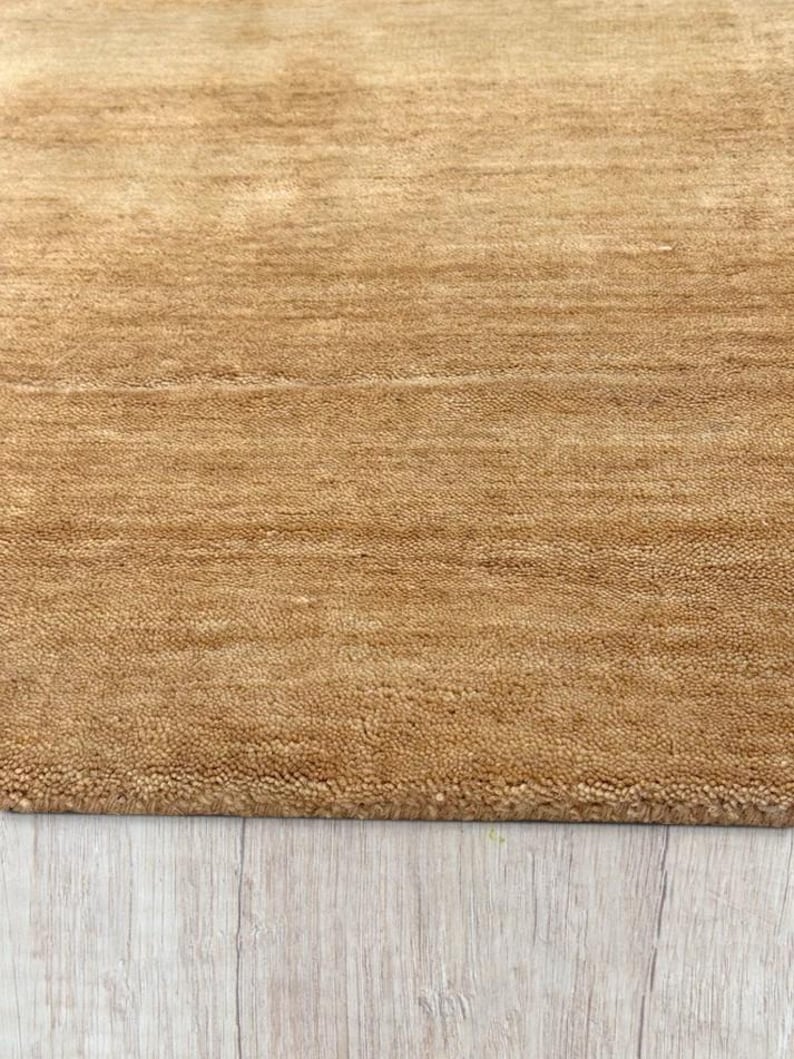 Handloom Wool Rug, Camel Brown, Modern Minimalist Area Carpet, Abrash ...